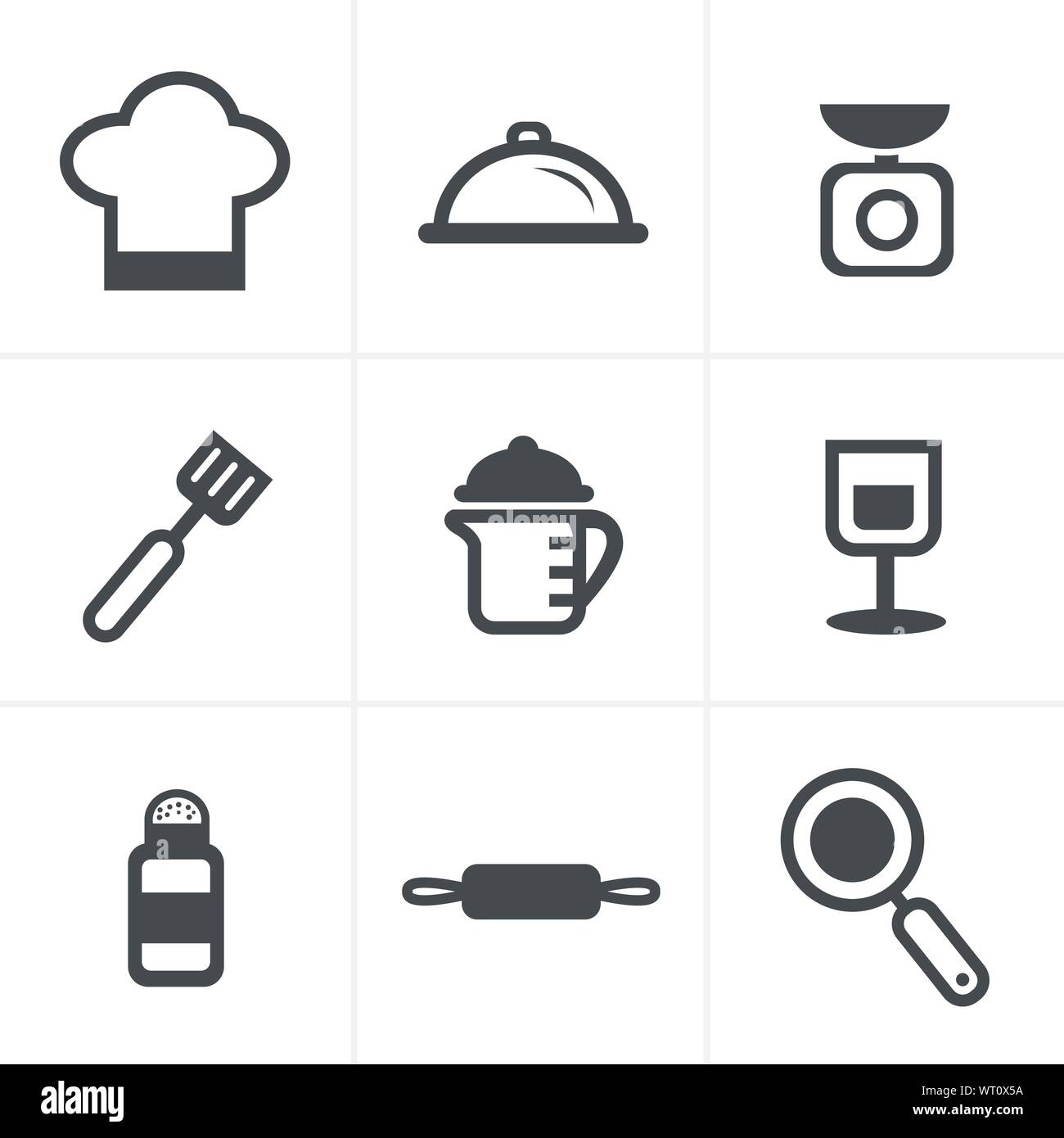 Cooking Foods and Kitchen outline icons set Stock Vector Image & Art ...