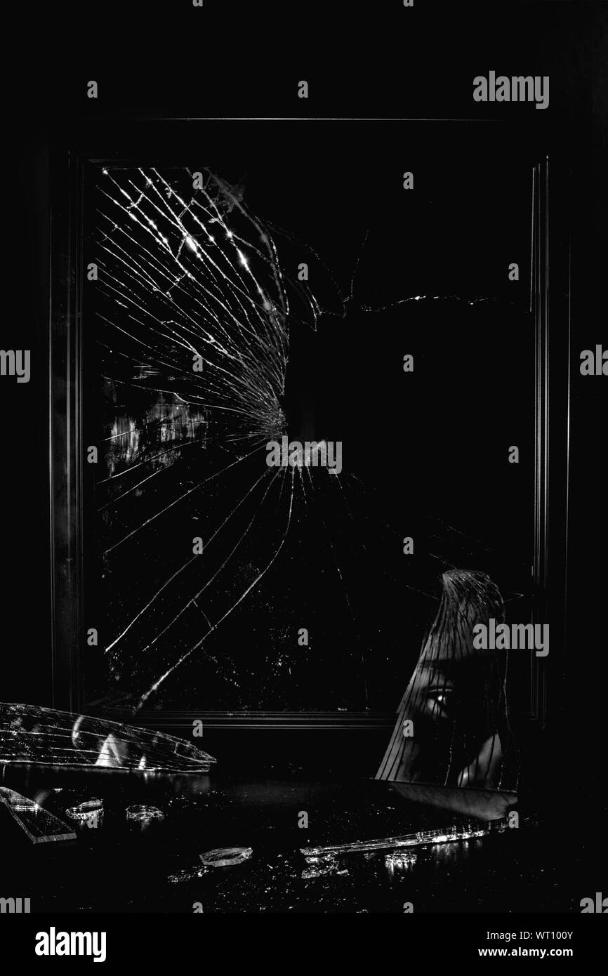 Old cracked window Black and White Stock Photos & Images - Alamy