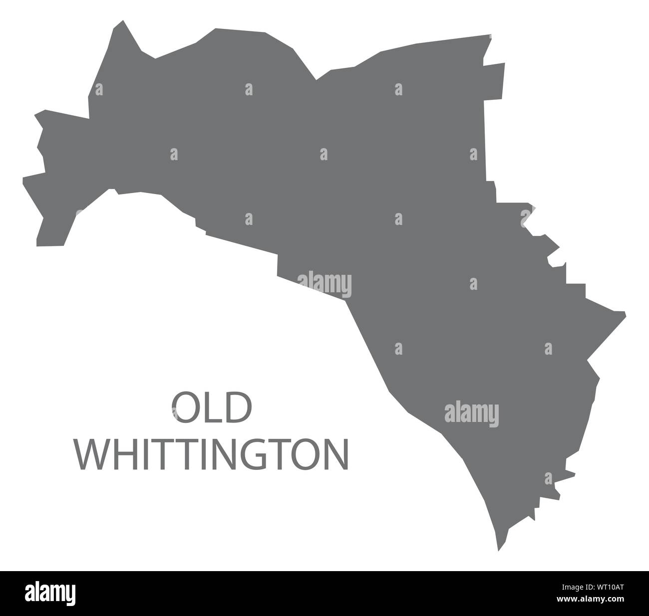 Old Whittington grey ward map of Chesterfield district in East Midlands ...
