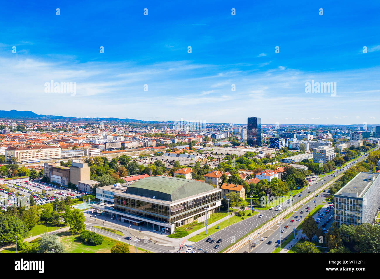 Croatia, city of Zagreb, panoramic view of business center and modern ...