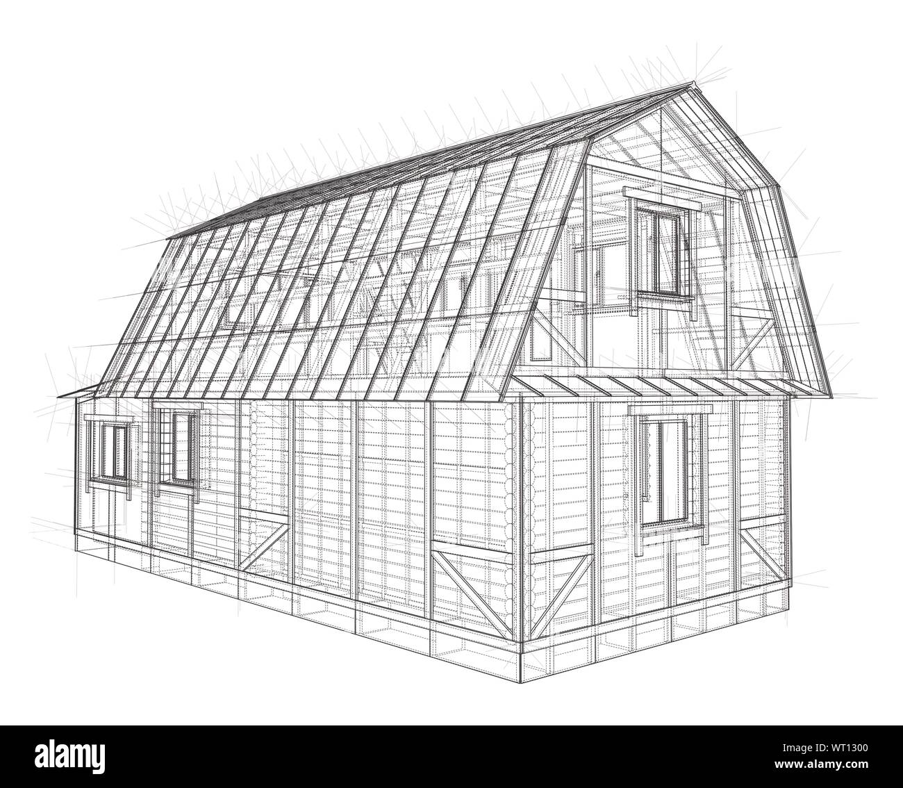 House sketch. Vector rendering of 3d Stock Vector Image & Art - Alamy