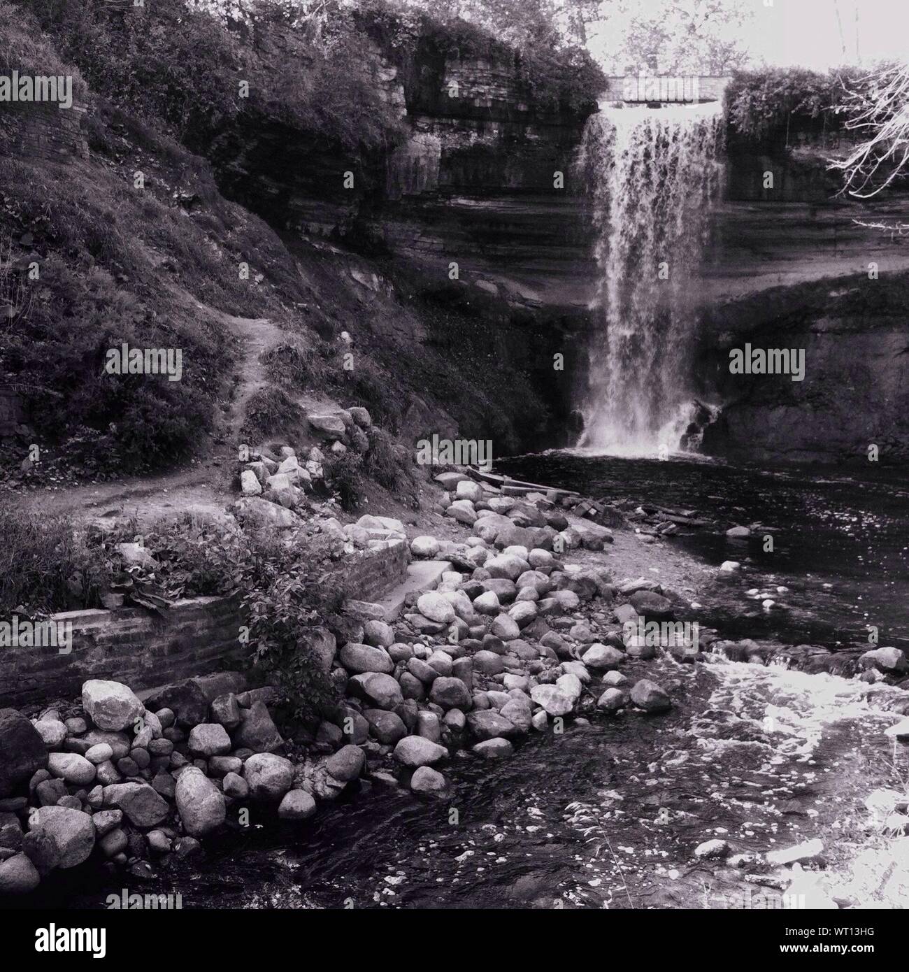 Water Falling From Rock Stock Photo - Alamy