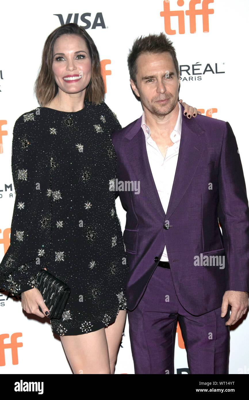 Leslie Bibb and Sam Rockwell attending the 'Jojo Rabbit' premiere ...