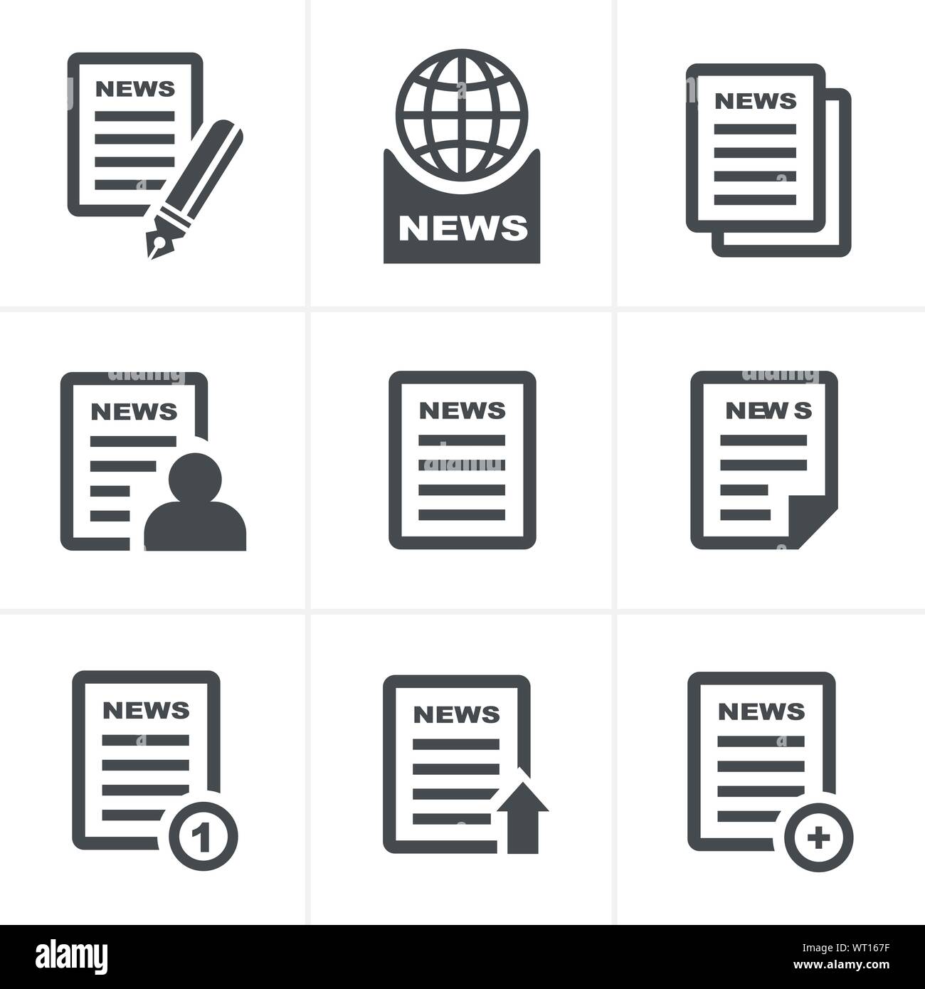 Newspaper icons set Stock Vector Image & Art - Alamy
