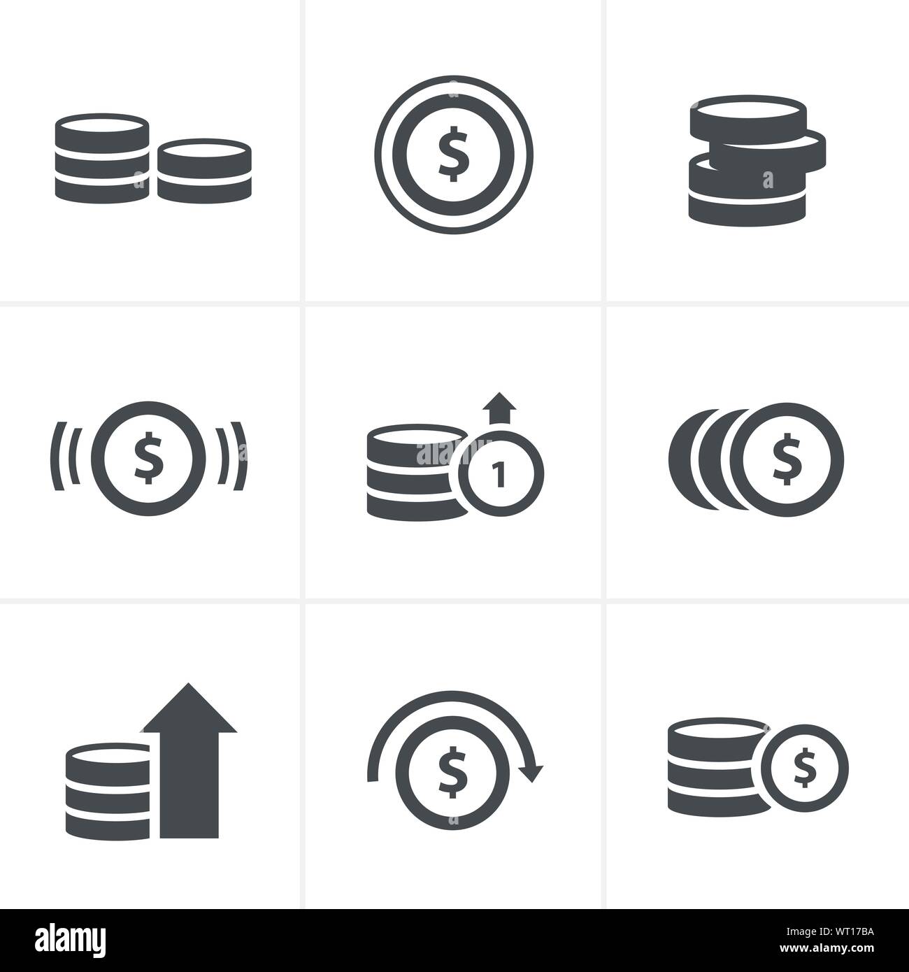 Coins Icons Set, Vector Design Stock Vector Image & Art - Alamy