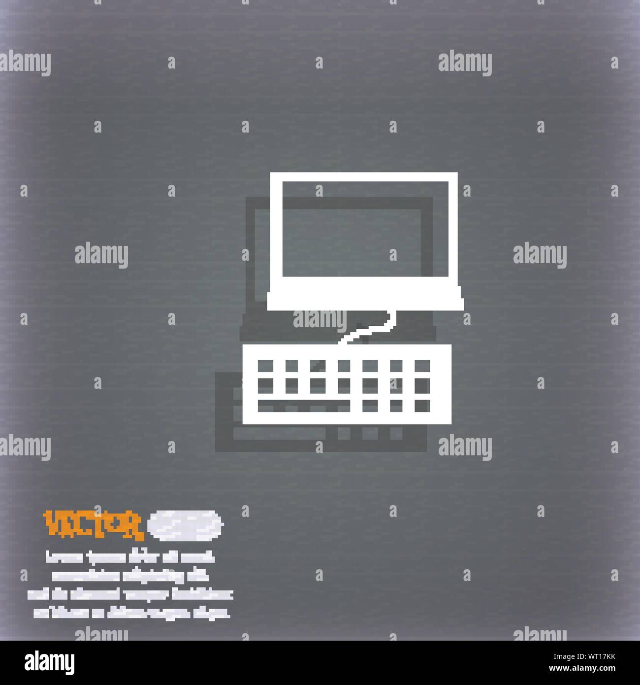 Computer monitor and keyboard Icon. On the blue-green abstract ...