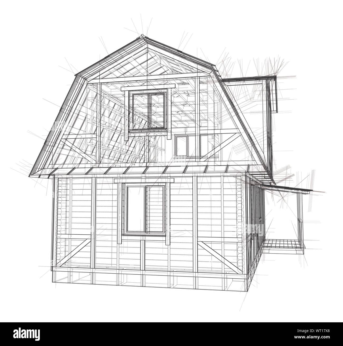 House sketch. Vector rendering of 3d Stock Vector Image & Art - Alamy