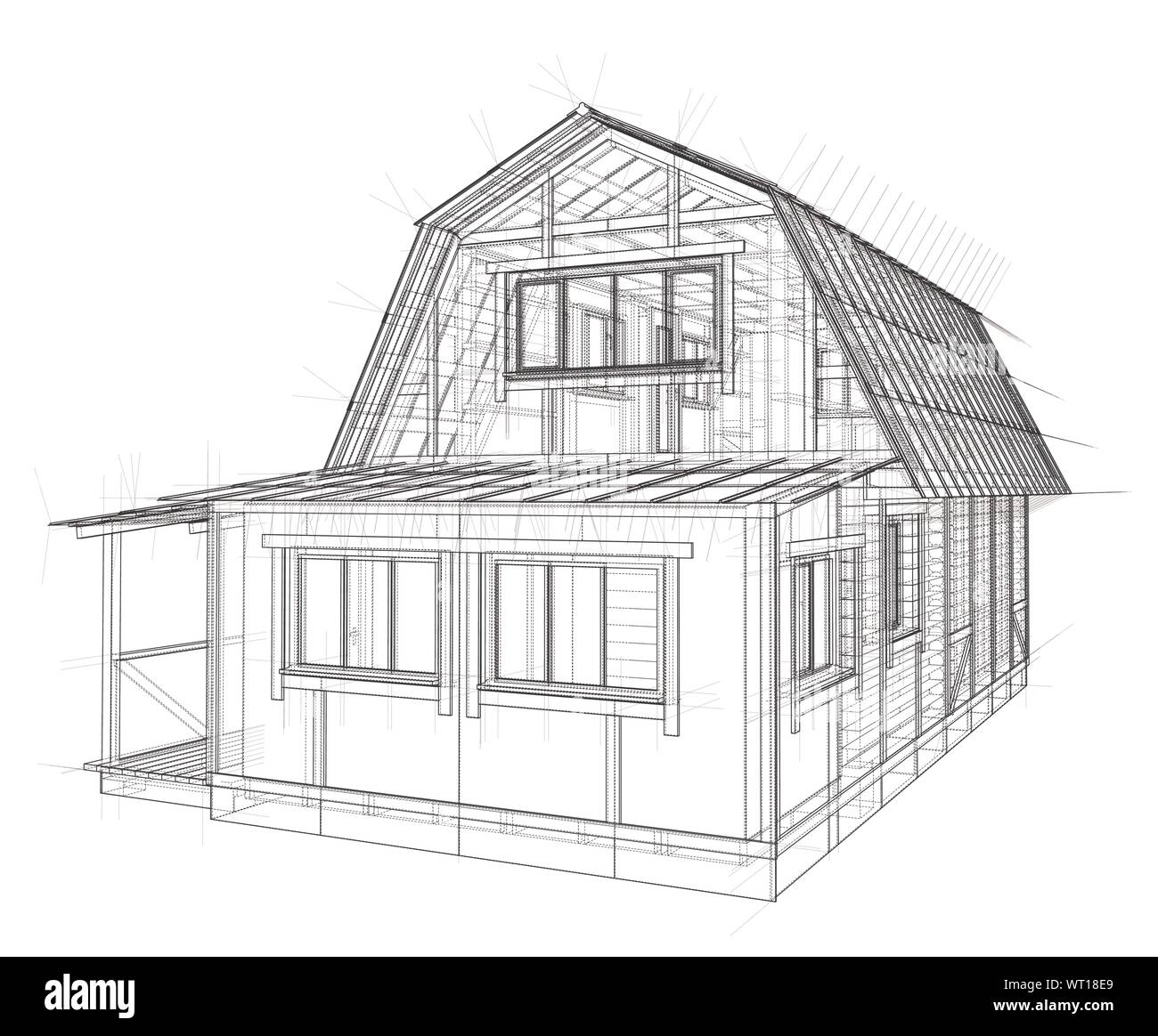 House sketch. Vector rendering of 3d Stock Vector Image & Art - Alamy