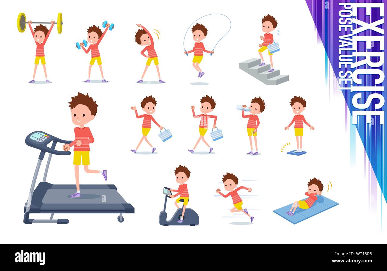 A set of boy on exercise and sports.There are various actions to move ...
