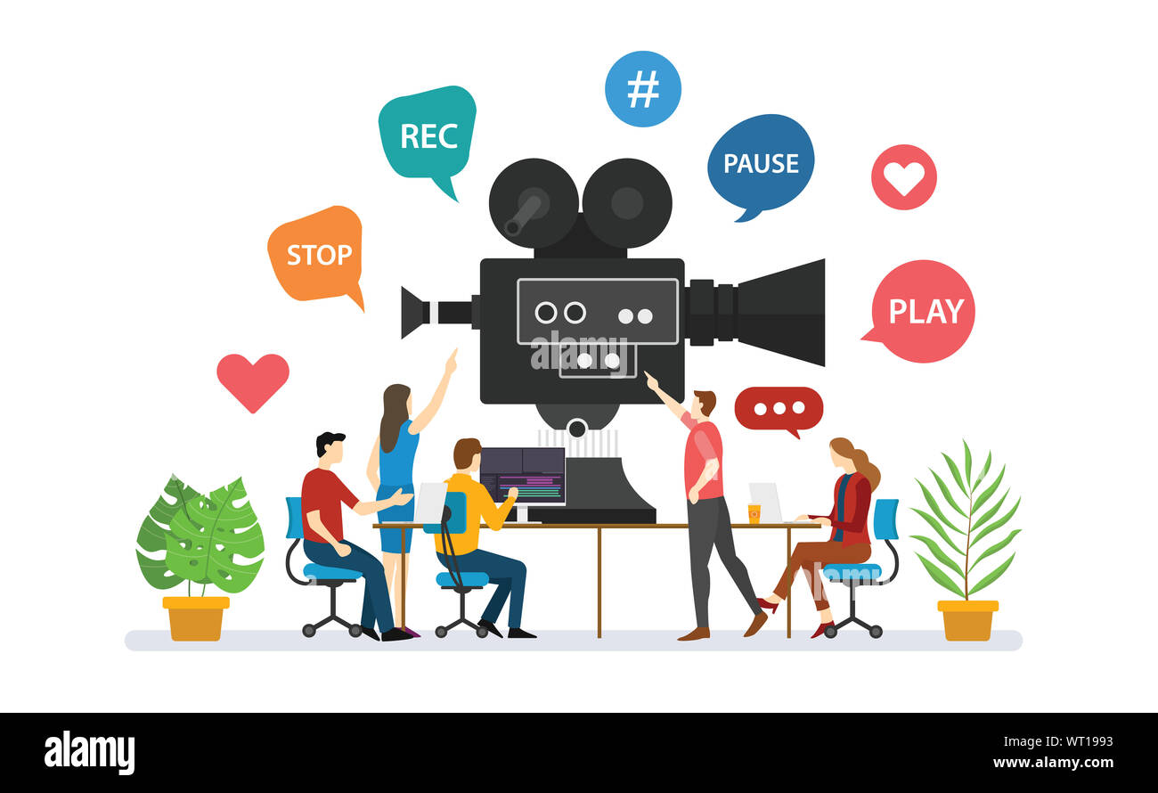 team video production for film making with people discussion together ...