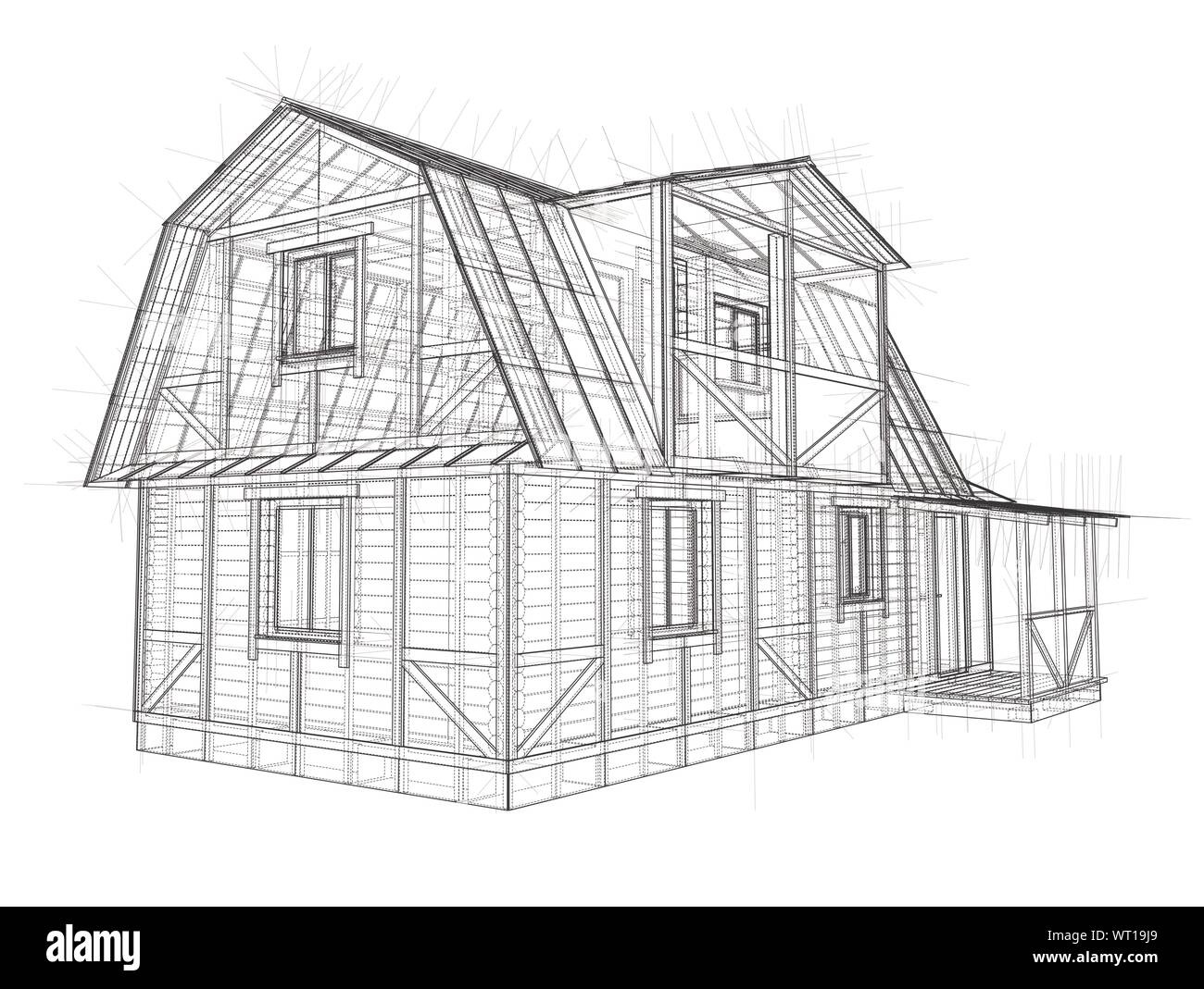 House sketch. Vector rendering of 3d Stock Vector Image & Art - Alamy