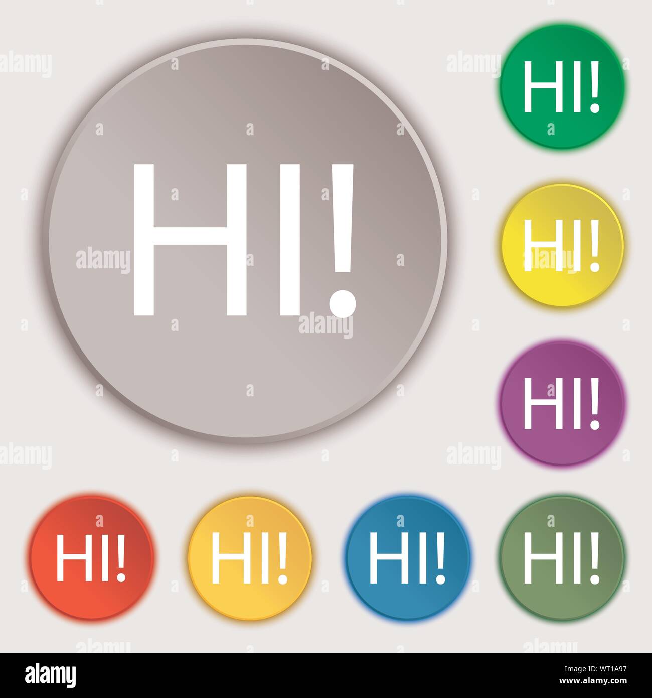 HI sign icon. India translation symbol. Symbols on eight flat buttons ...