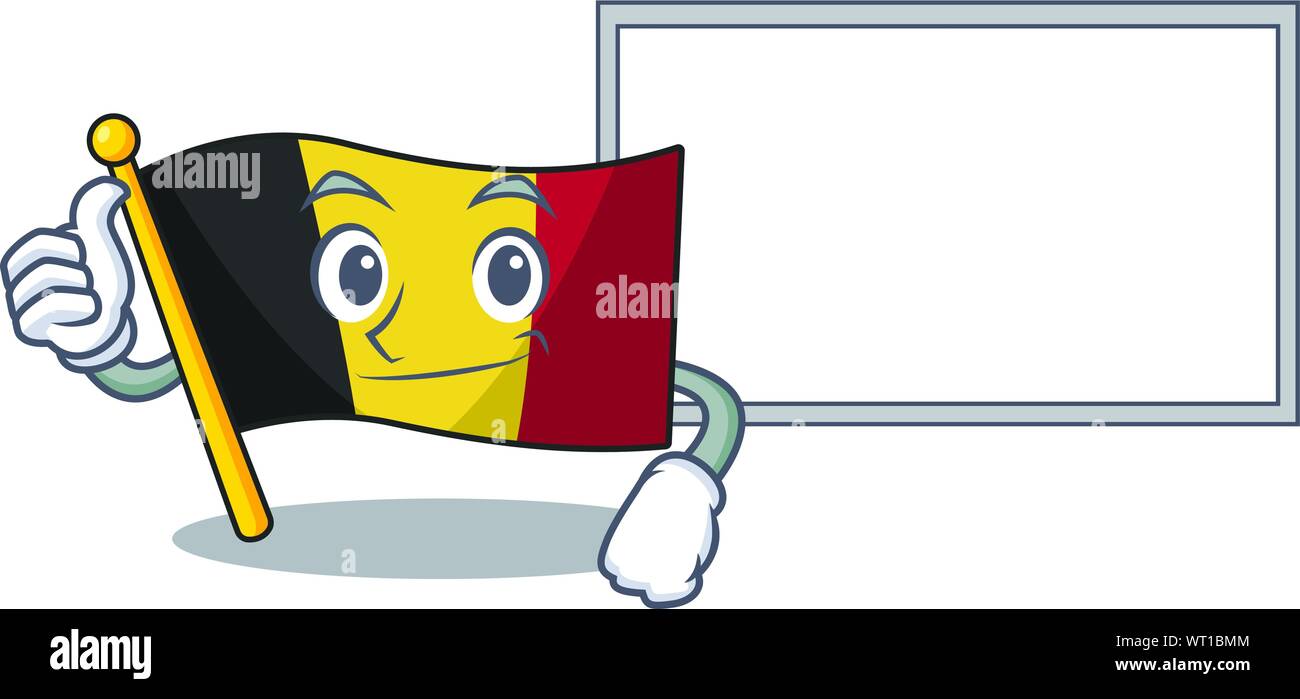 Thumbs up with board flag belgium character shaped the mascot vector ...