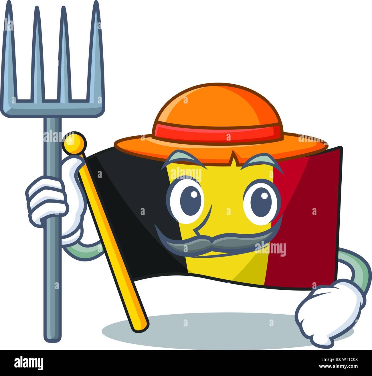 Farmer flag belgium character shaped the mascot vector illustration ...