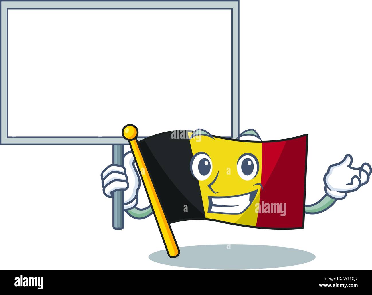 Bring board flag belgium character shaped the mascot vector ...