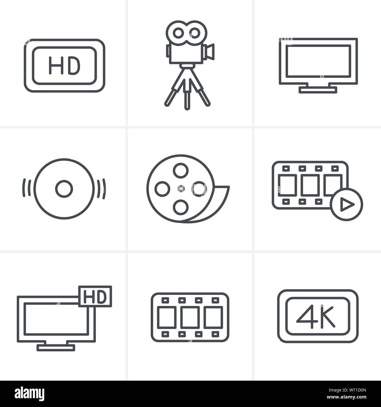 Line Icons Style Movie icons set Stock Vector Image & Art - Alamy