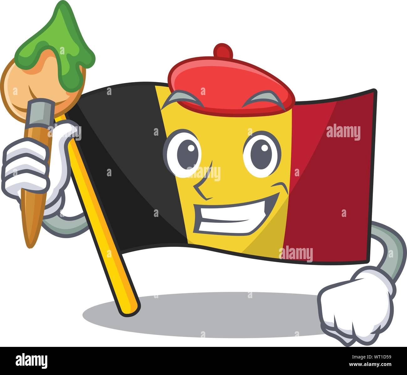Artist flag belgium character shaped the mascot vector illustration ...