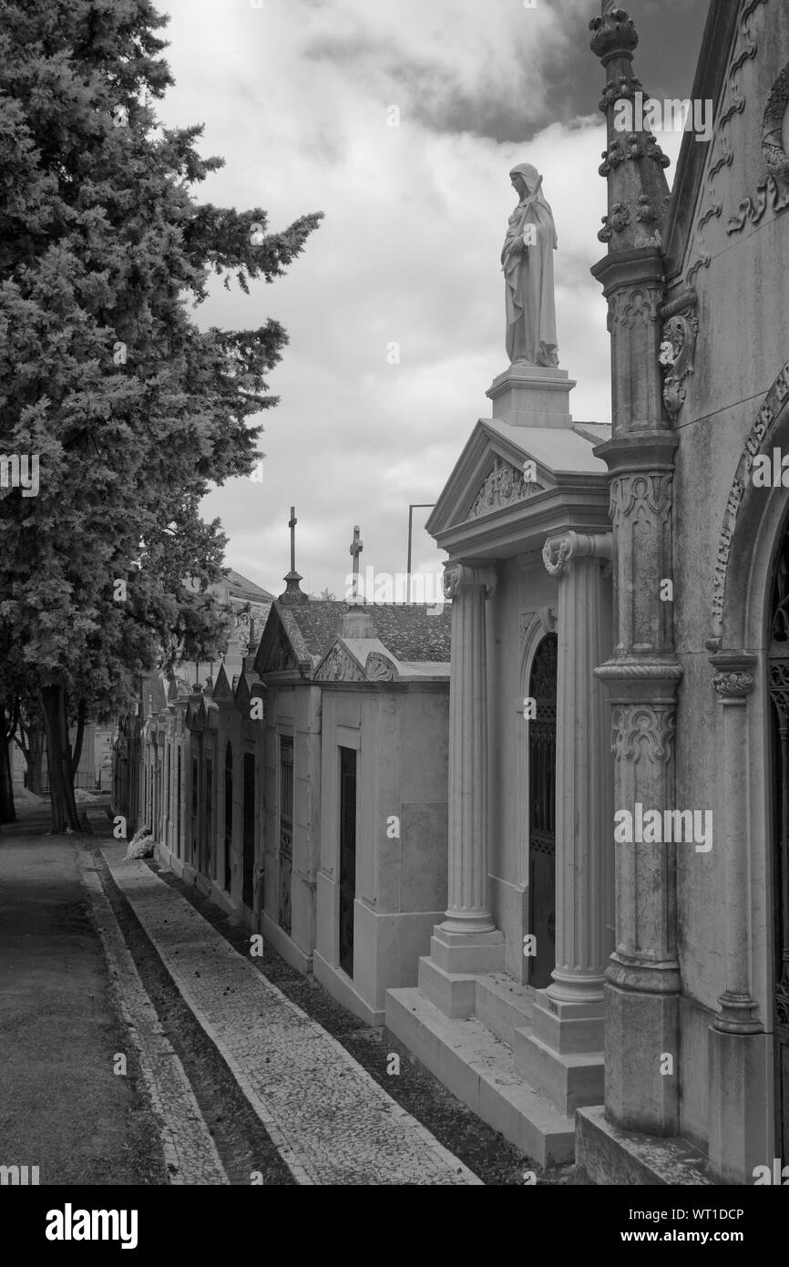 Black and white old european cemetery Stock Photo - Alamy