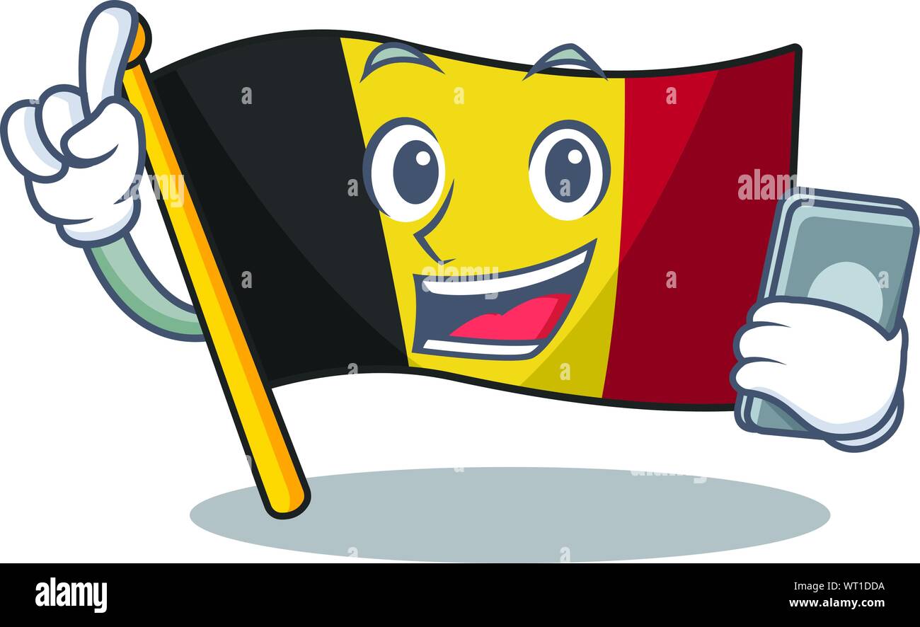 With phone flag belgium character shaped the mascot vector illustration ...
