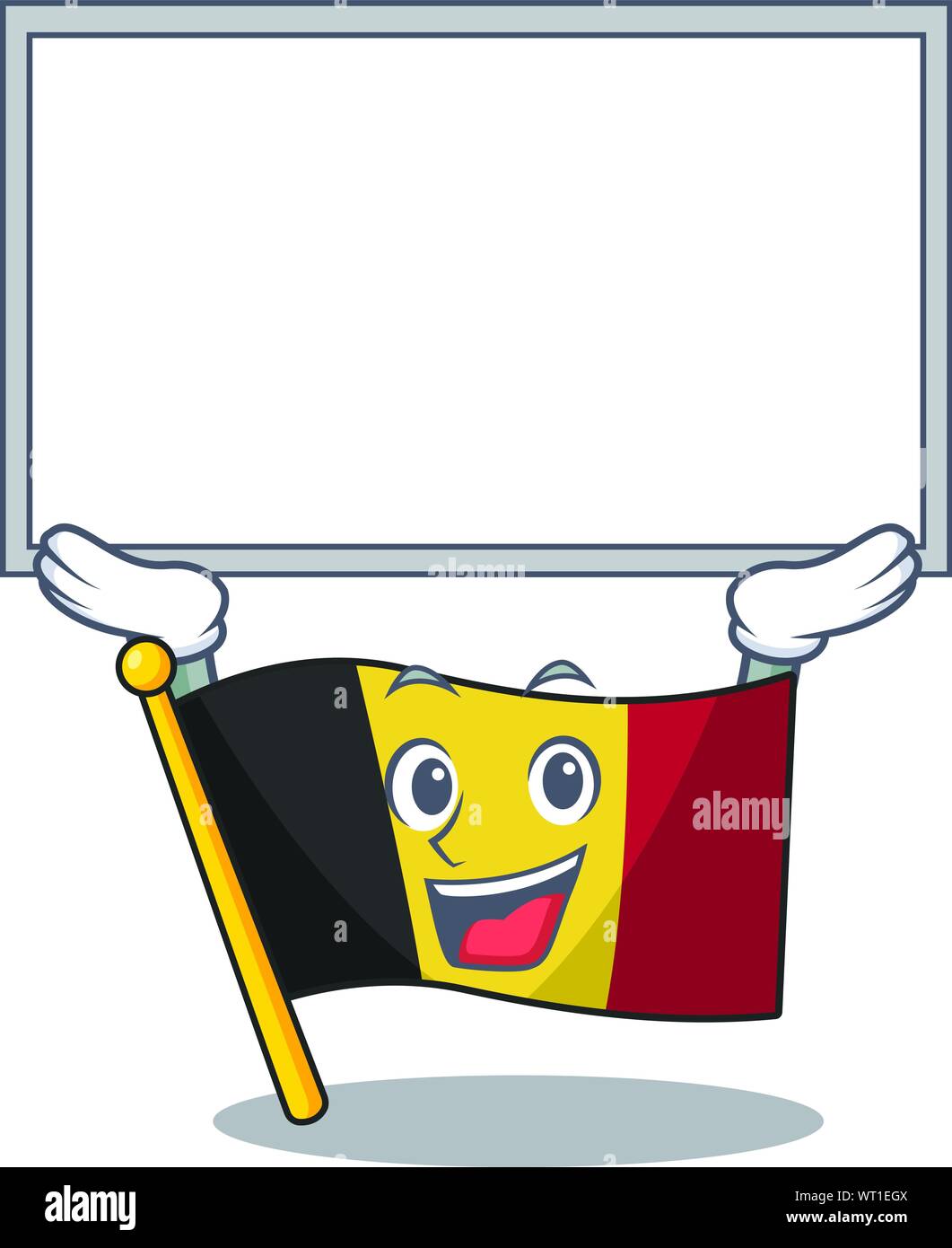 Up board flag belgium character shaped the mascot vector illustration ...