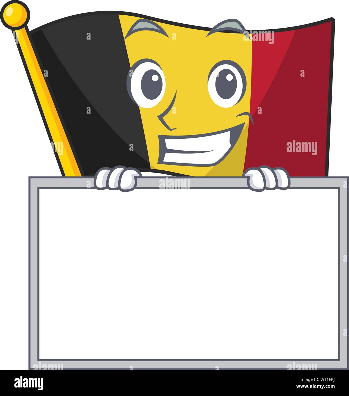 Grinning with board flag belgium character shaped the mascot vector ...