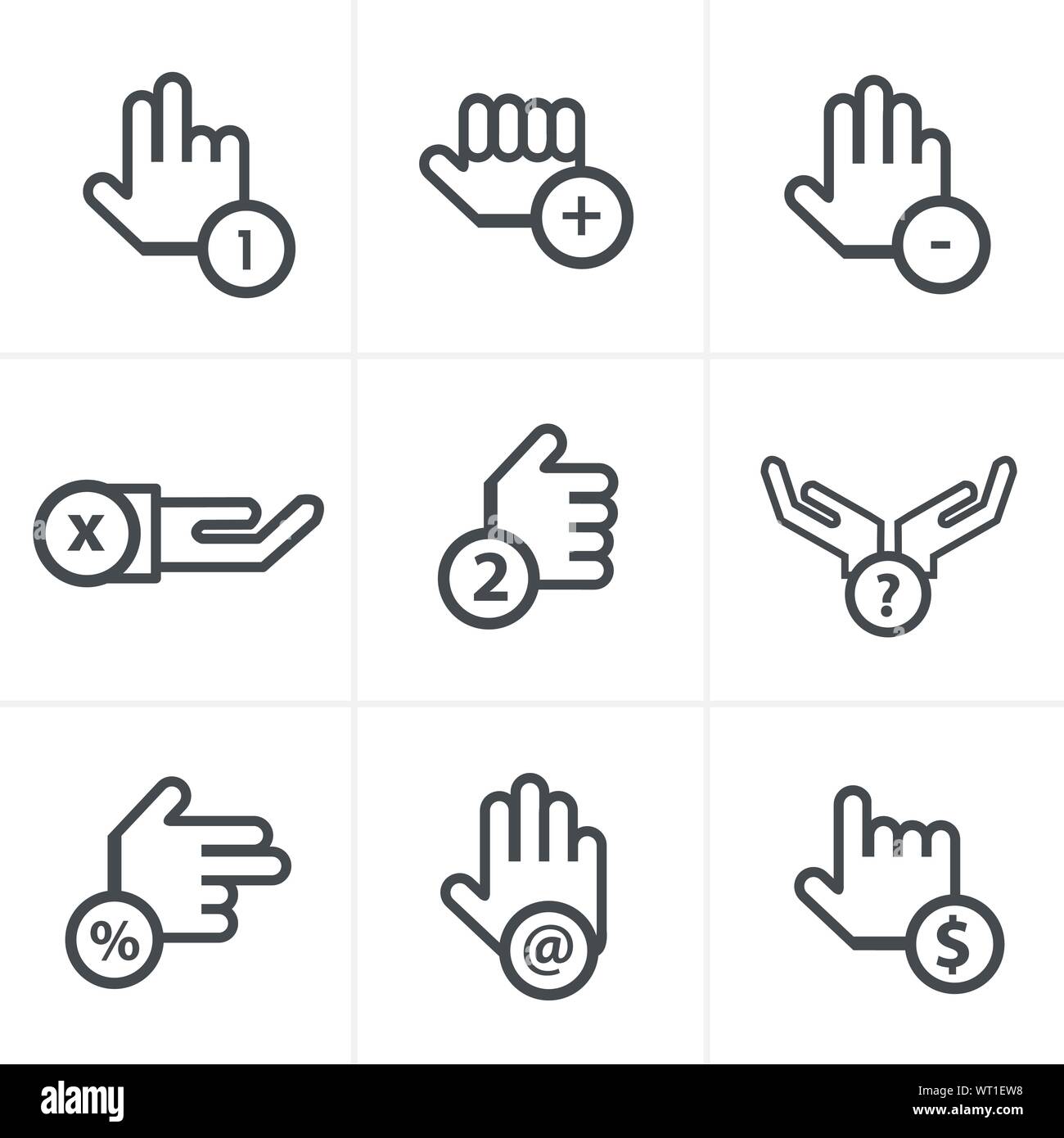 vector hand with warning forefinger - easy change thickness line Stock ...