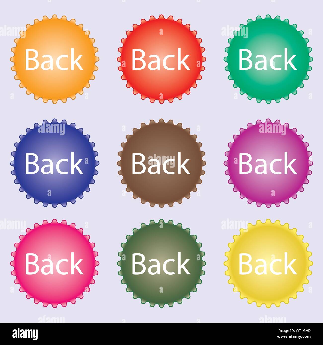 Arrow sign icon. Back button. Navigation symbol. A set of nine ...