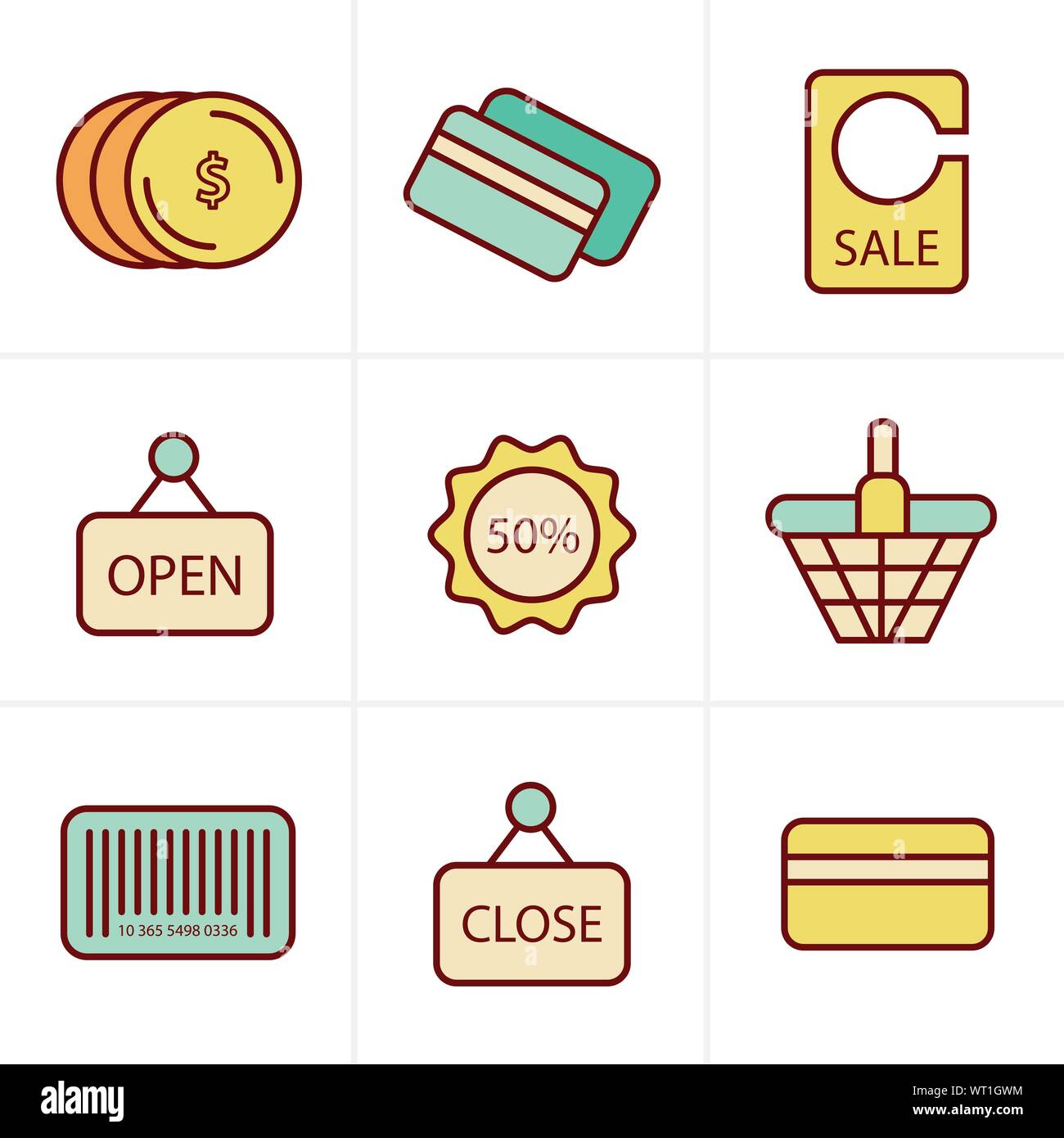 Icons Style Shopping Icon Set Stock Vector Image & Art - Alamy