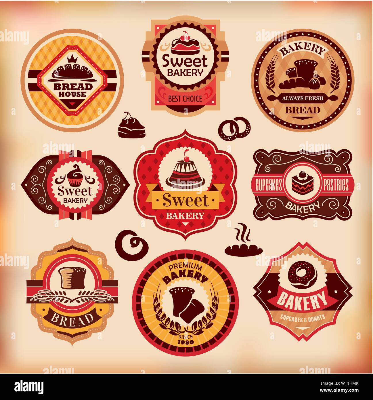 Set of vintage bakery labels Stock Vector Image & Art - Alamy