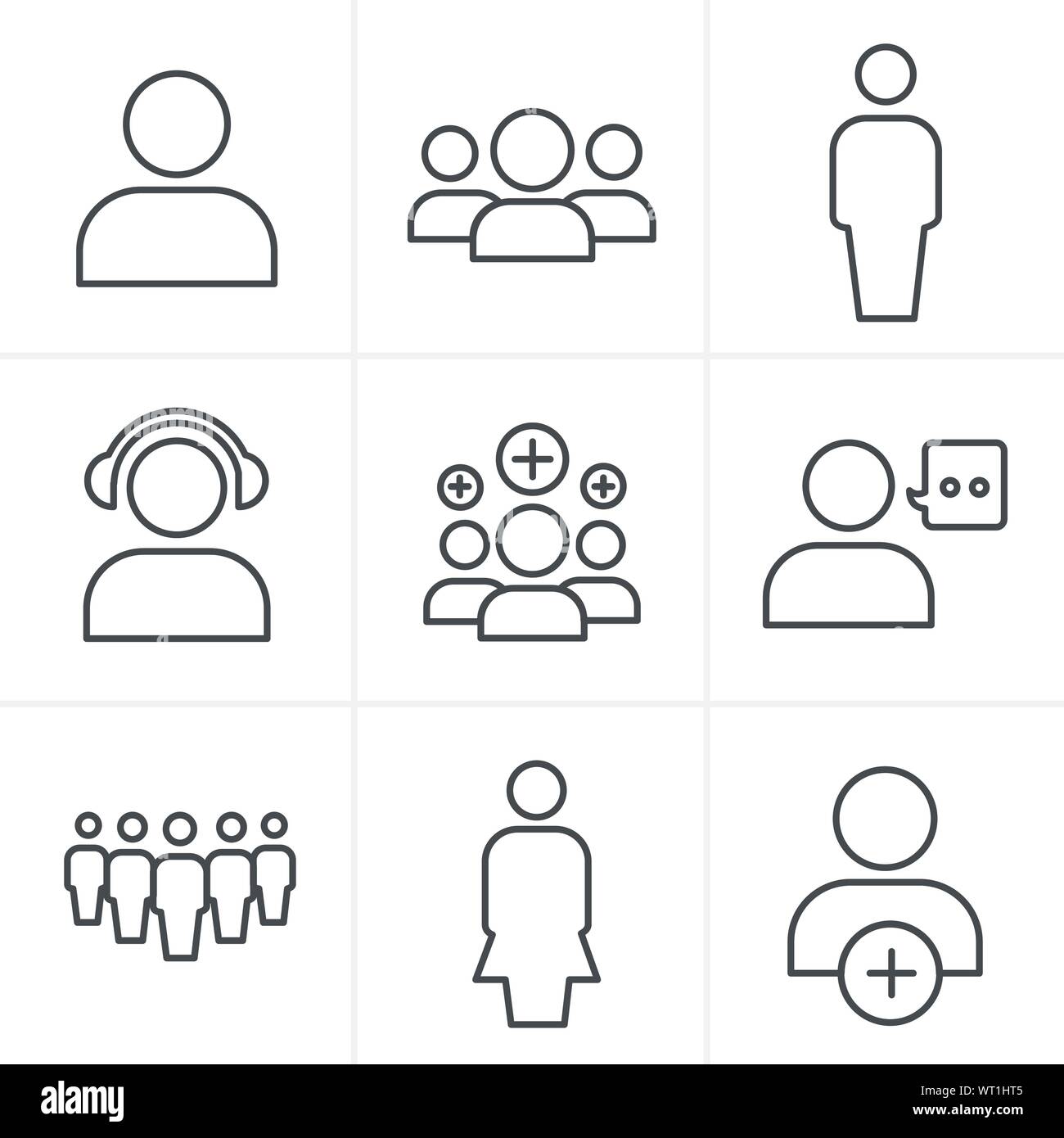 Line Icons Style team icon set, Vector Design Stock Vector Image & Art ...