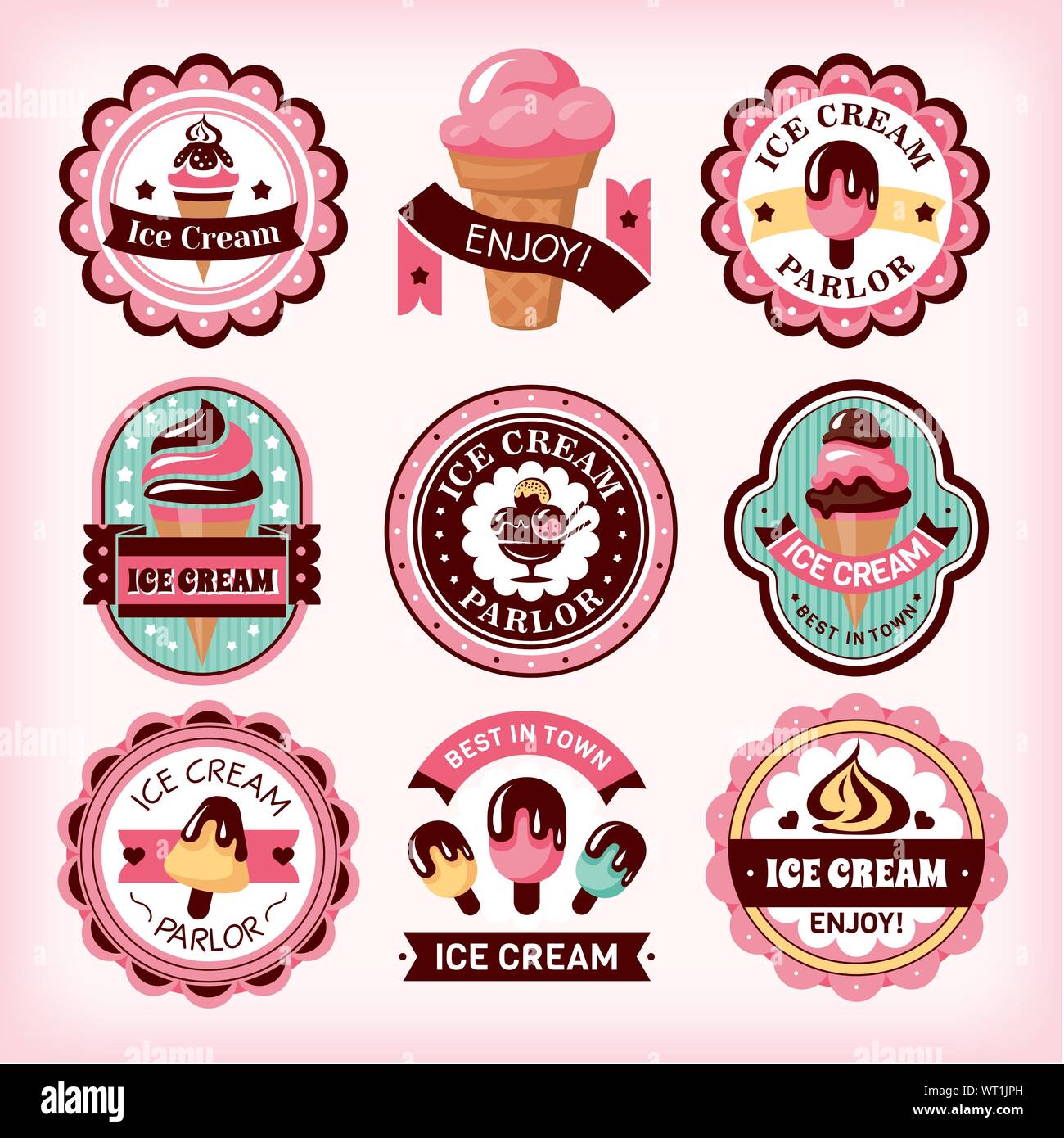 Set of ice cream labels Stock Vector Image & Art - Alamy