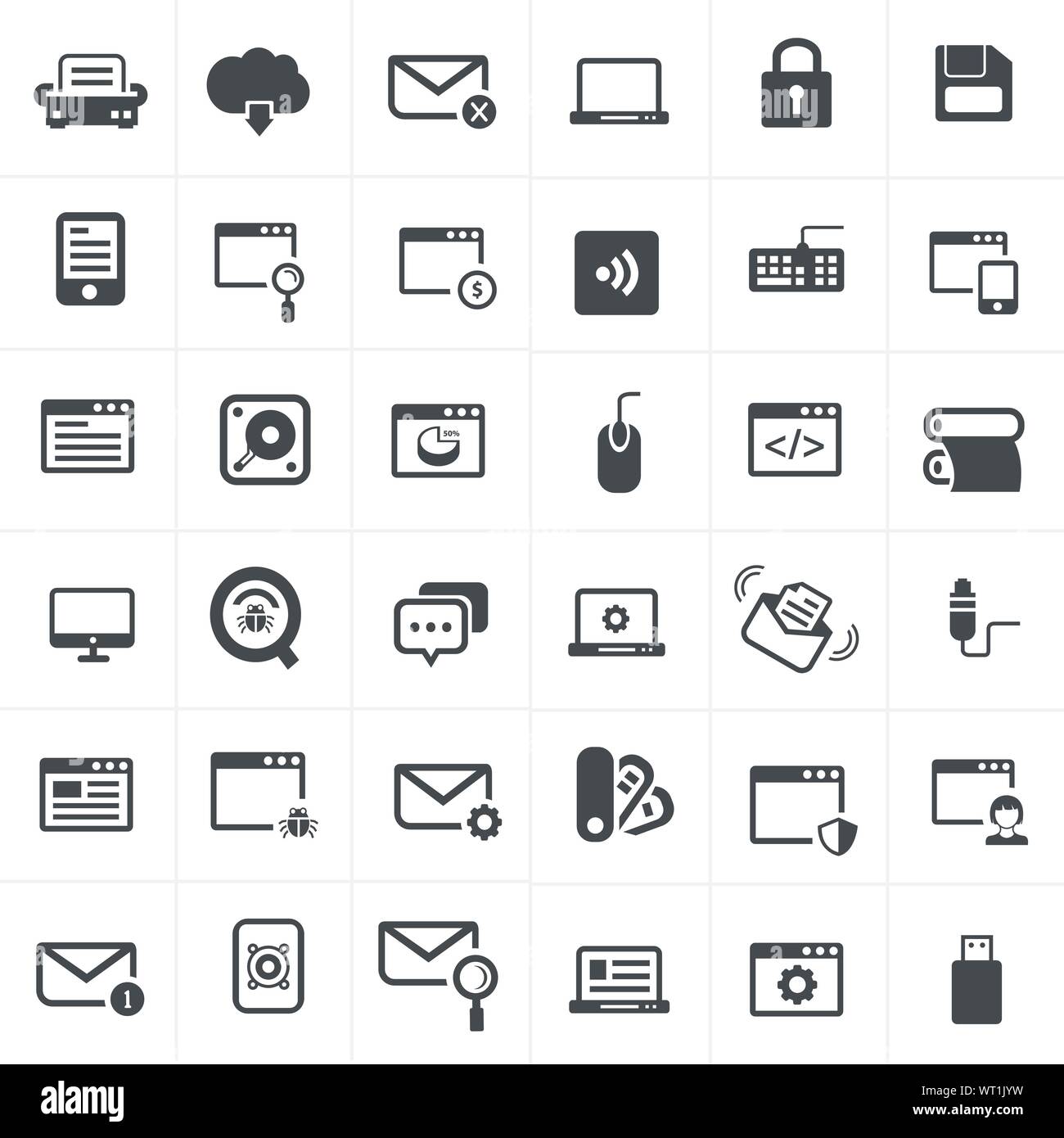 Computer and network Icons Set Design Stock Vector Image & Art - Alamy