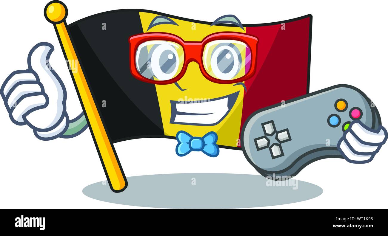 Gamer flag belgium isolated with the cartoon vector illustration Stock ...
