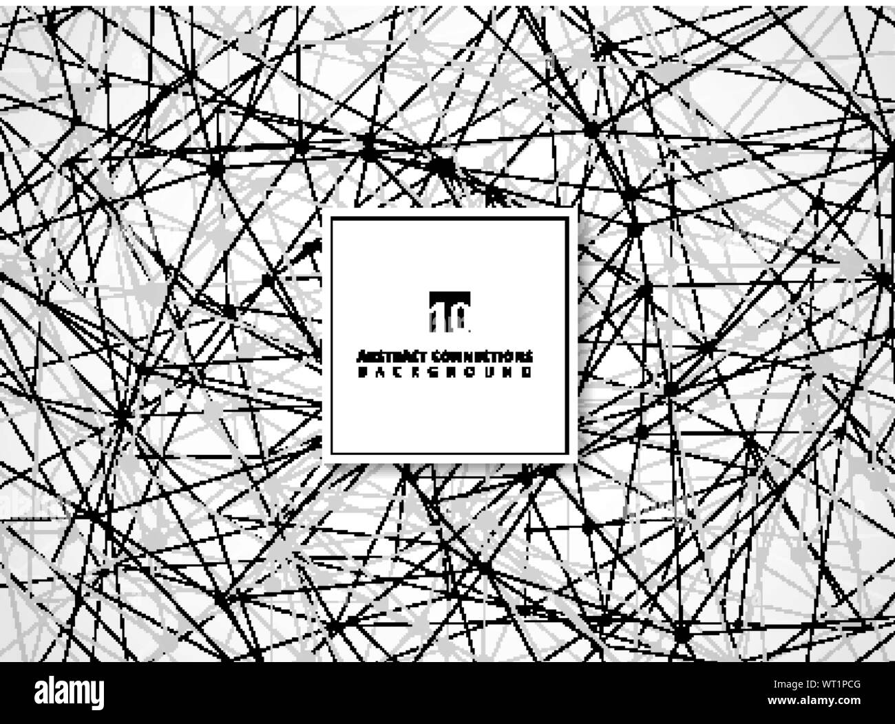 Abstract black and gray wireframe lines geometric connections with ...