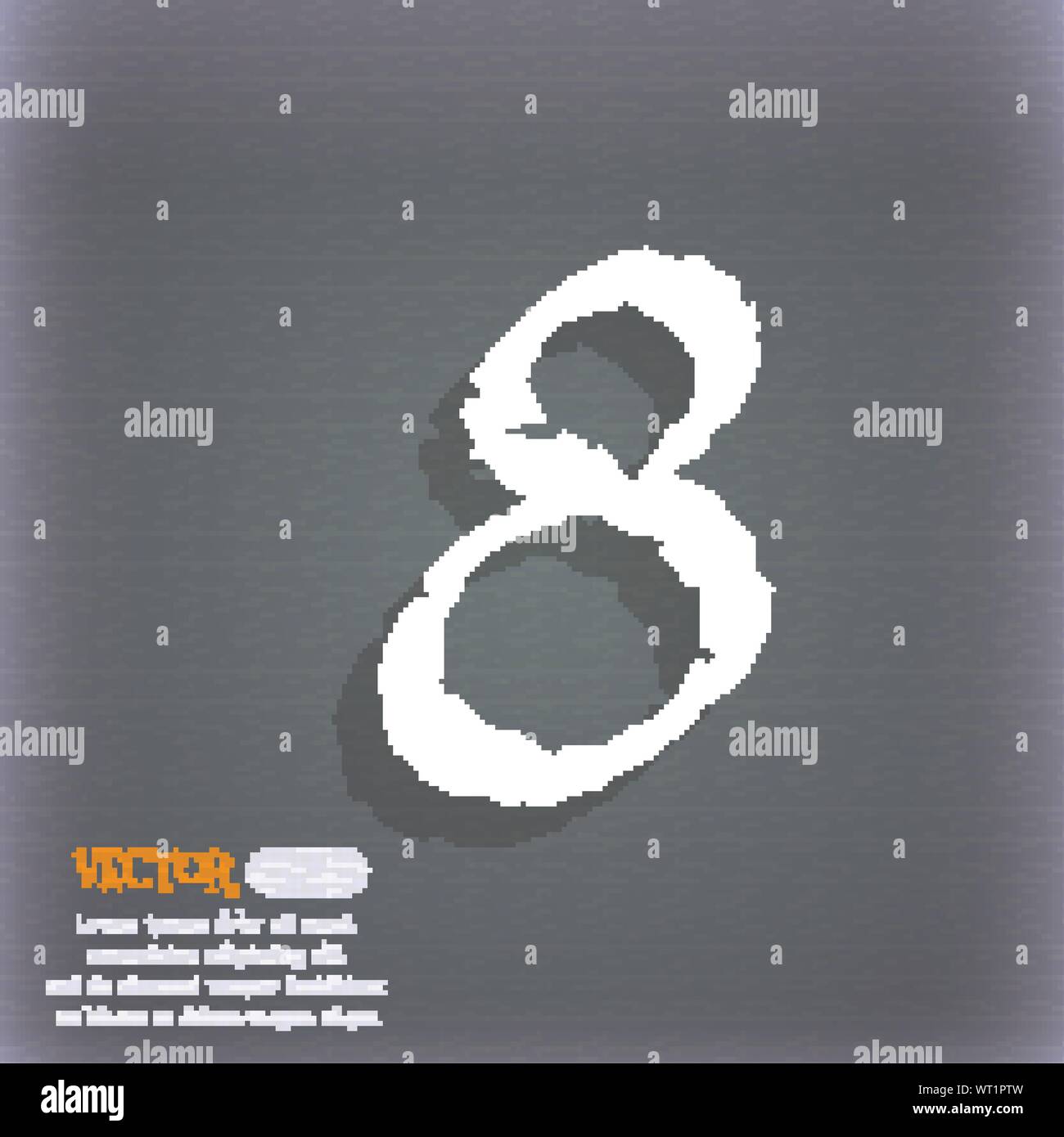 number Eight icon sign. On the blue-green abstract background with ...