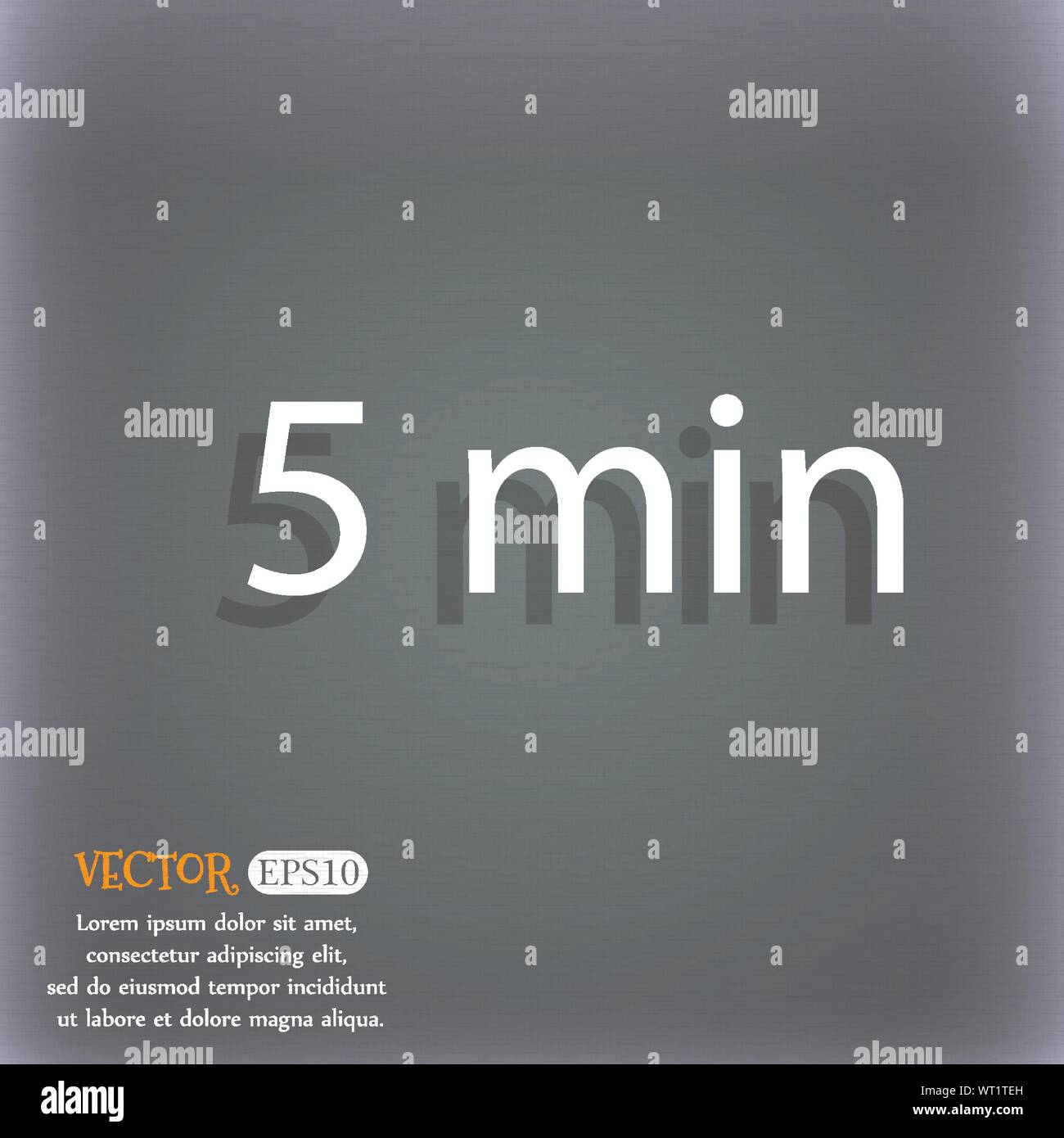 Five minutes sign icon. On the blue-green abstract background with ...