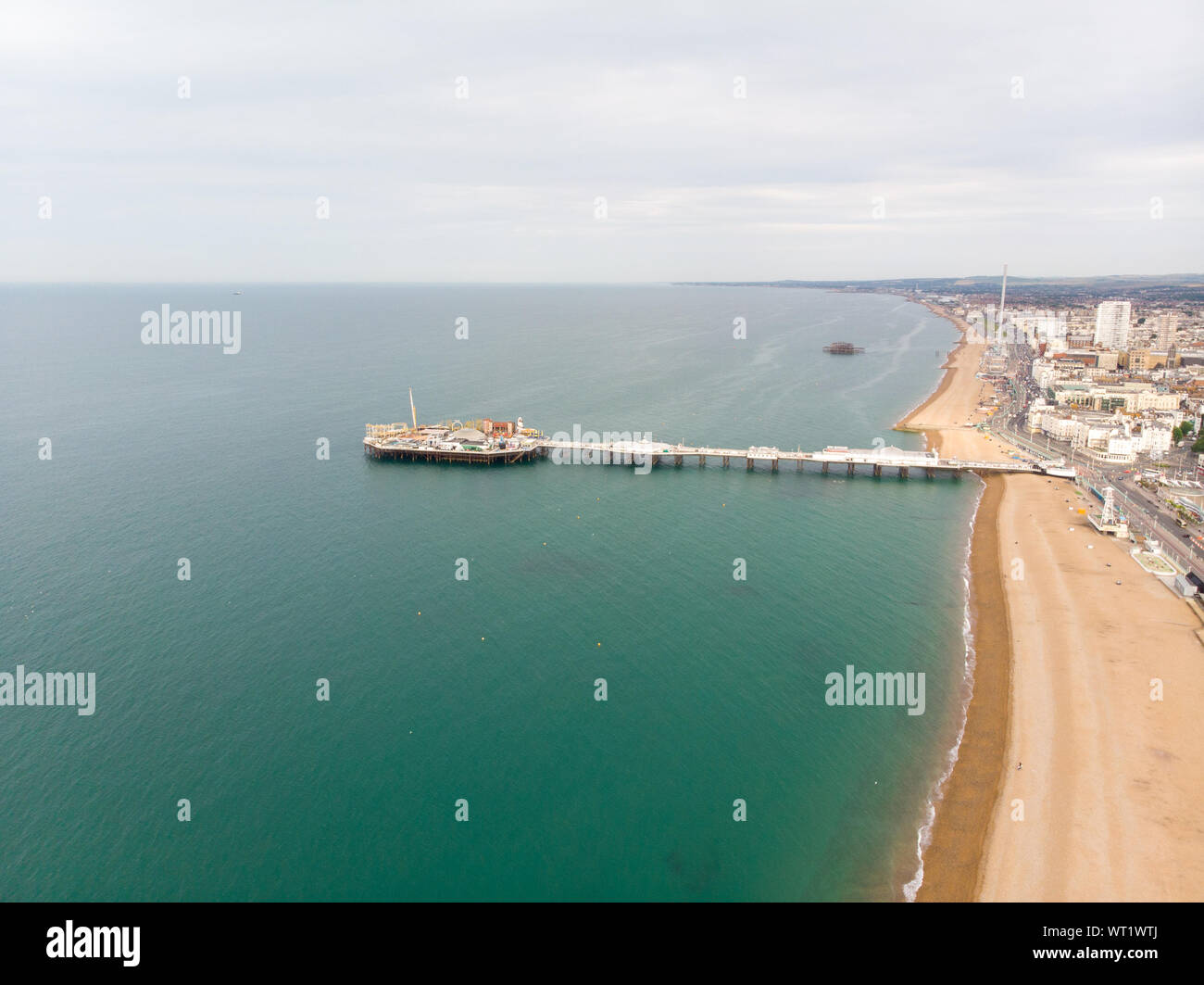 Aerial photo of the famous Brighton Pier and ocean located in the south ...