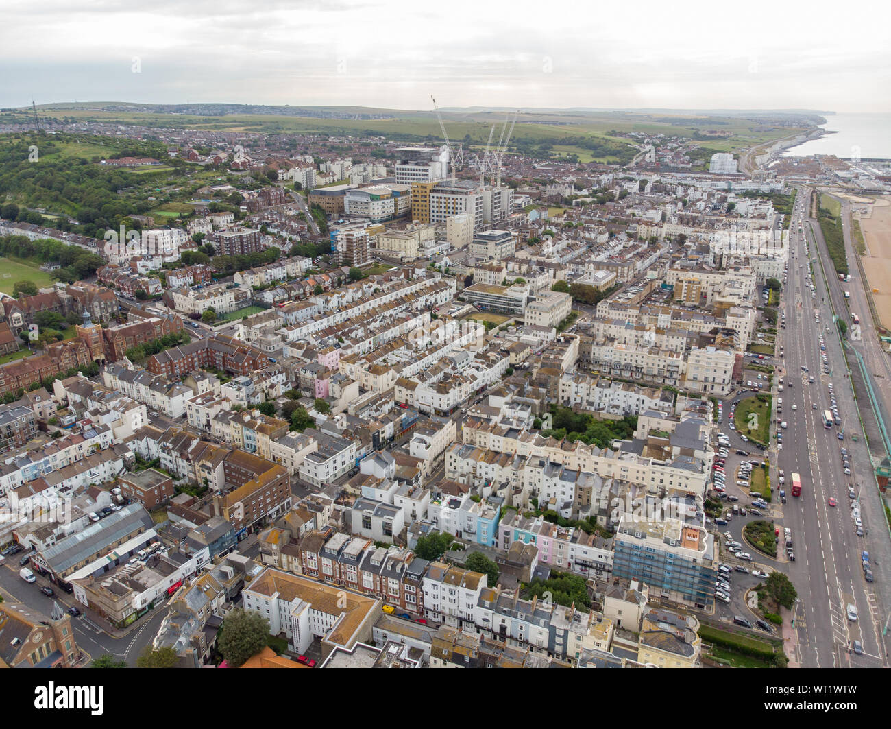 Aerial photo of the Brighton and Hove town centre showing hotels, guest ...
