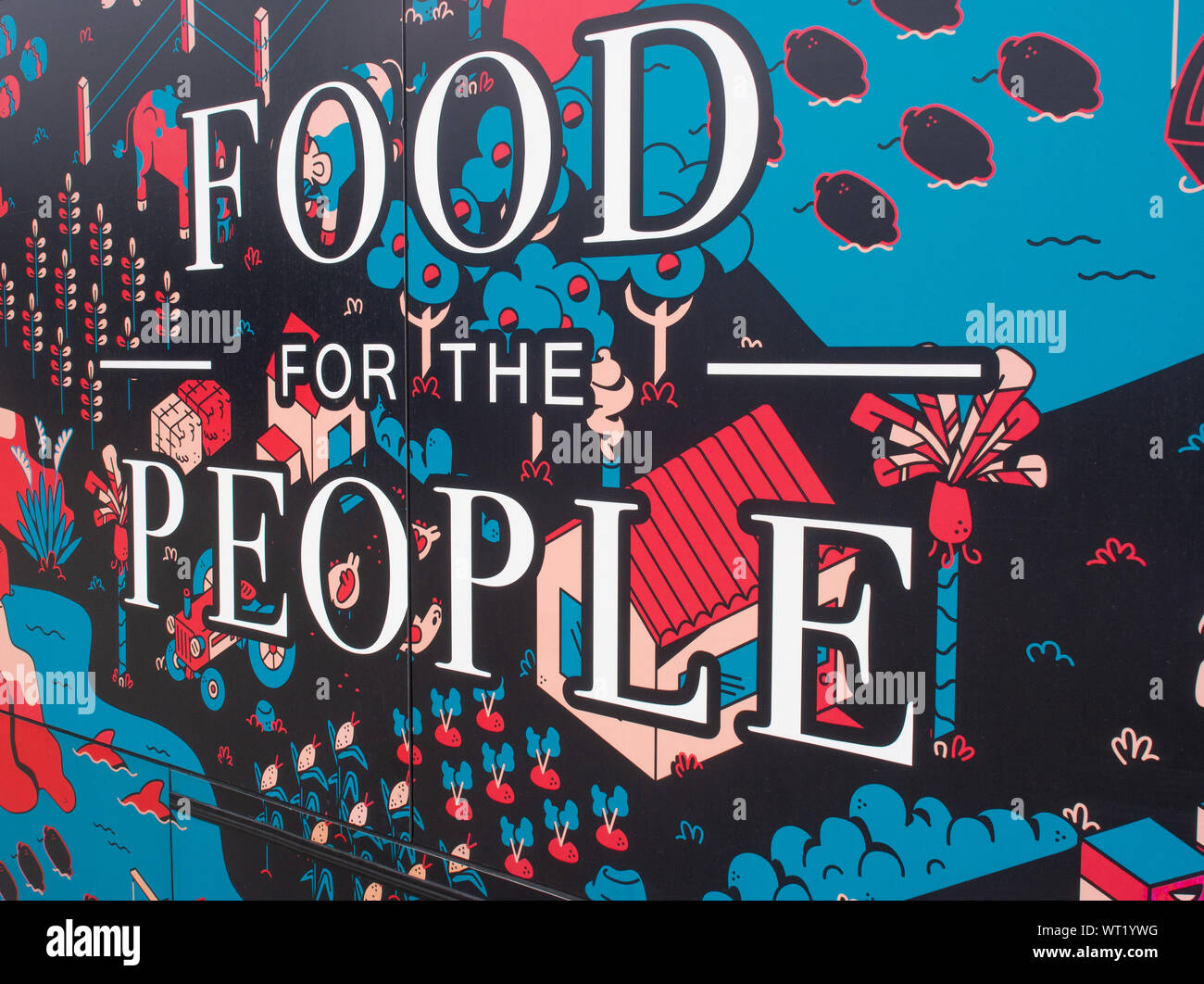 Food For The People Sign On An Artistic Background Stock Photo - Alamy