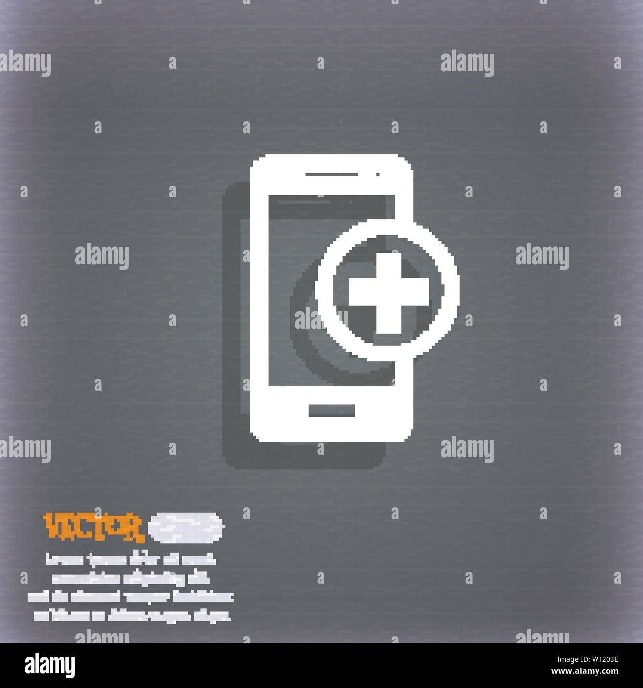 Mobile devices sign icon. with symbol plus. On the blue-green abstract ...