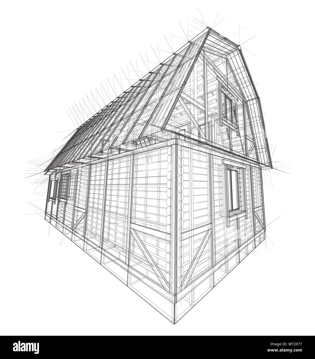 House Sketch Vector Rendering Of 3d Stock Vector Image And Art Alamy