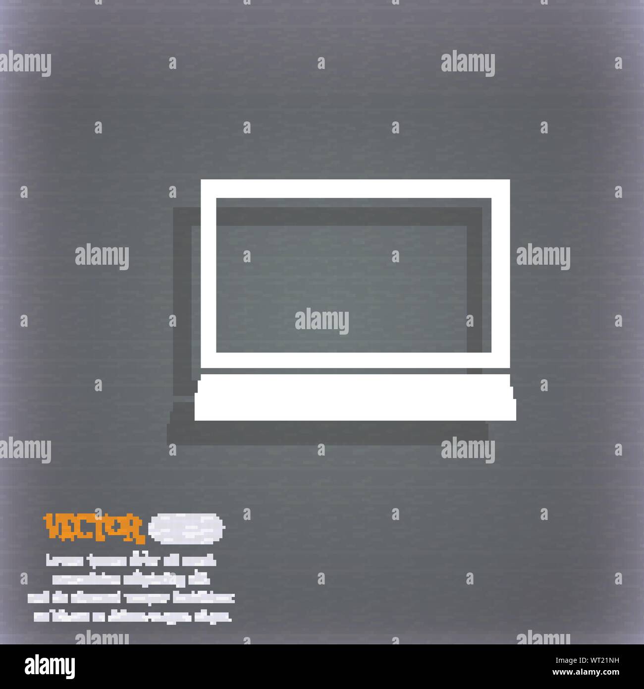 Computer widescreen monitor sign icon. On the blue-green abstract ...