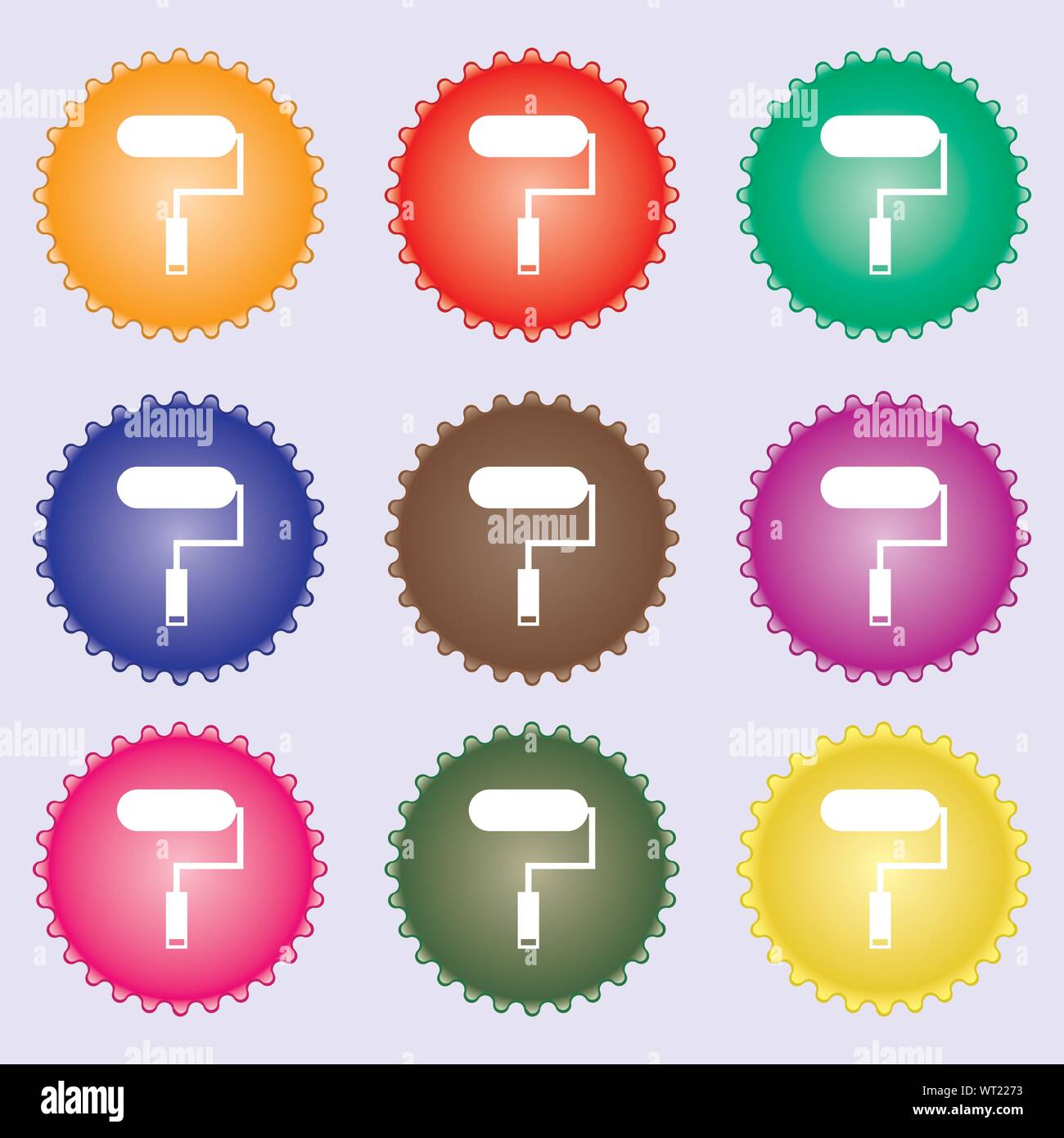 Paint roller sign icon. Painting tool symbol. A set of nine different ...