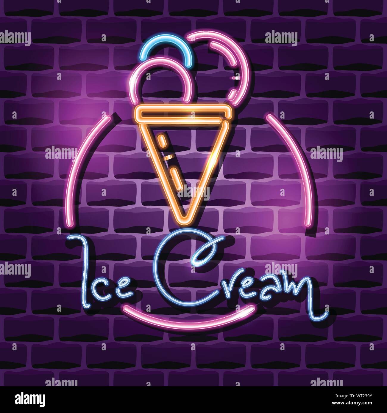 ice cream neon advertising sign Stock Vector Image & Art - Alamy