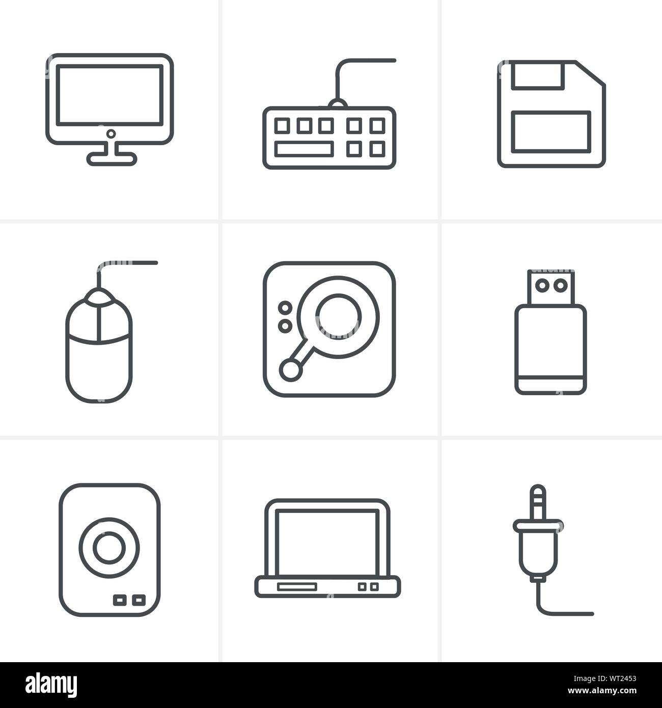 Line Icons Style Computer Icons Set, Vector Design Stock Vector Image ...