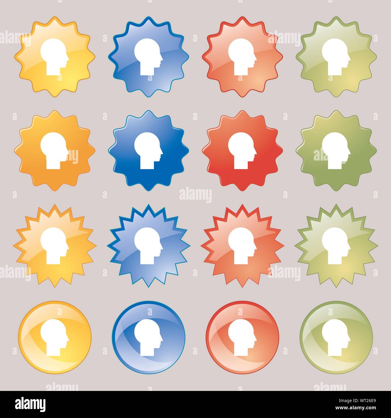 User sign icon. Person symbol. Set colourful buttons. Big set of 16 ...