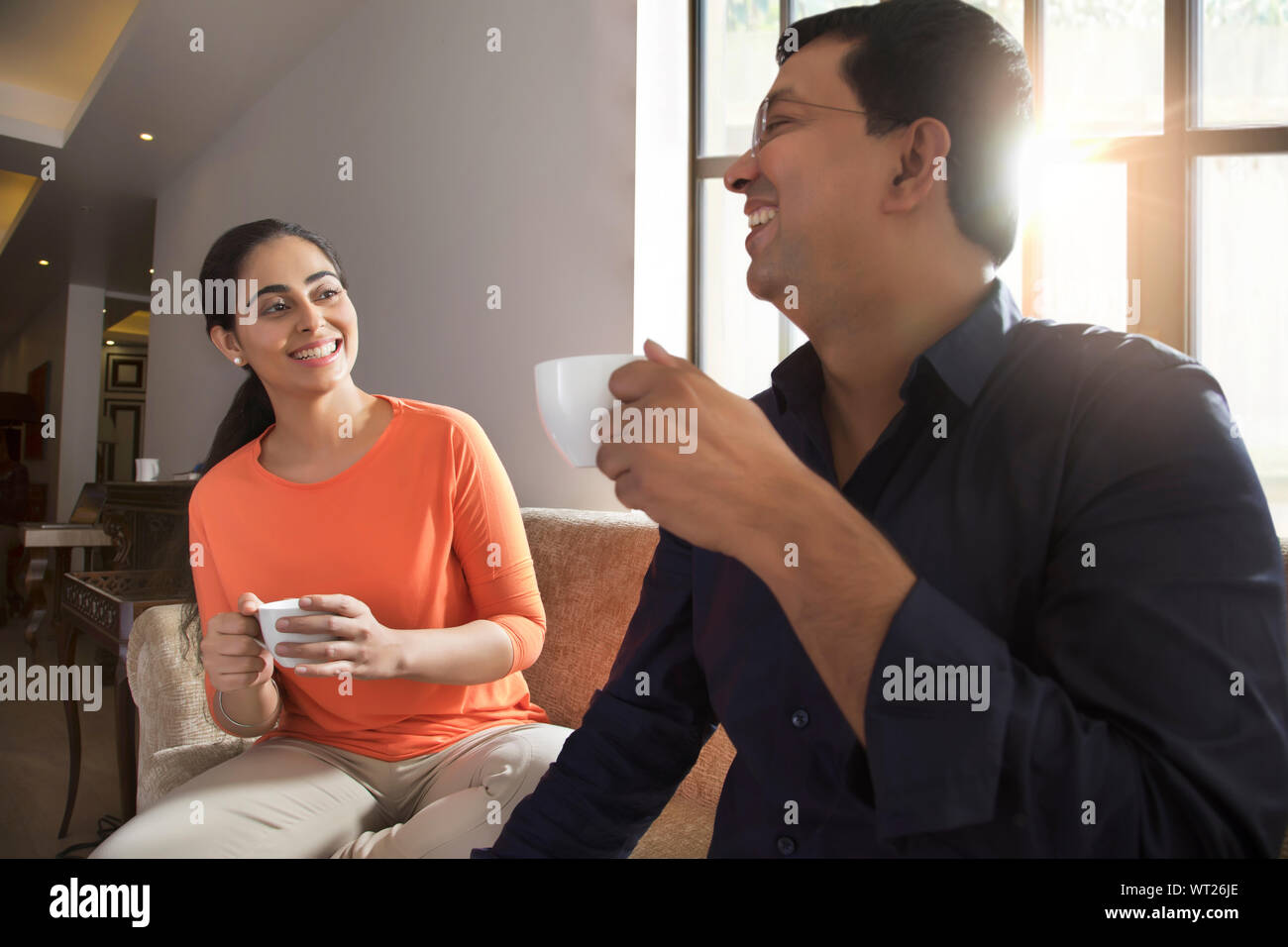 Indian couple having tea together hi-res stock photography and images ...