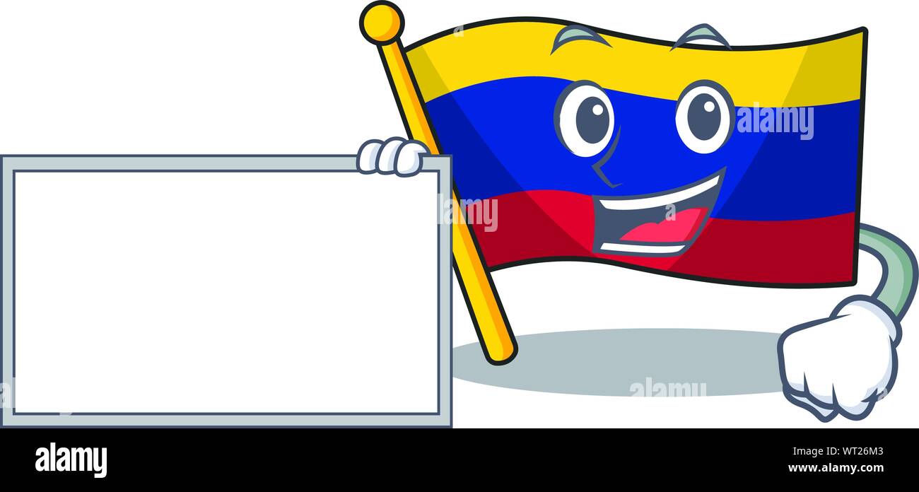 With board colombia flag kept in cartoon cupboard vector illustration ...