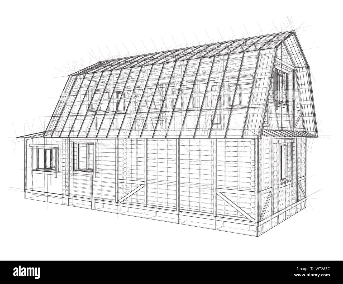 House sketch. Vector rendering of 3d Stock Vector Image & Art - Alamy