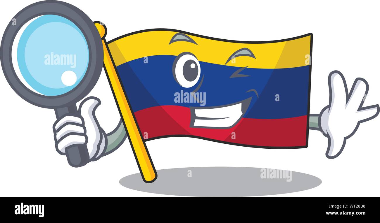 Detective flag colombia isolated in the cartoon vector illustration ...